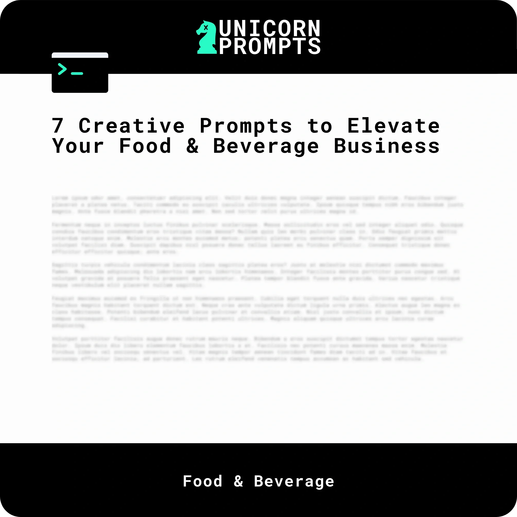 7 Creative Prompts to Elevate Your Food & Beverage Business – Unicorn ...